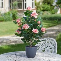 Artificial Rose Bush Tree Potted Plant - Green,Pink by The Range ...
