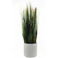 Artificial Grass Plant White Ceramic Planter - Green by The Range ...