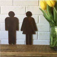 Rusty Metal Toilet Sign , Man And Lady , Home Decor , Shop Signage ...