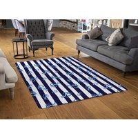 Blue Anchors On Navy Striped Rug - Blue / 150cm by The Range | ufurnish.com