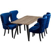 Mayfair Rocco Dining Set a Table and Chairs Set of 4 - Royal Blue by ...