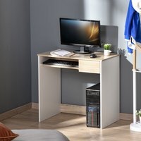 HOMCOM Compact Computer Table with Keyboard Tray - Oak by The Range ...