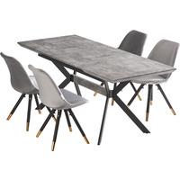 Sofia Blaze LUX Dining Set with an Extendable Table and Set of 4 Chairs - Light Grey by The ...