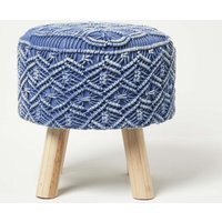 Willow Macrame Footstool - Dusky Blue by The Range | ufurnish.com