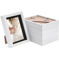 "3D Box Photo Frames - 5x7"" with 4x6"" Mount - Pack of 5 - White/Black ...