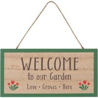 Welcome To Our Garden Hanging Sign 20cm - Green by The Range | ufurnish.com
