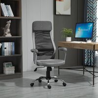 HOMCOM Office Chair Mesh High Back Swivel - Light Grey by The Range ...