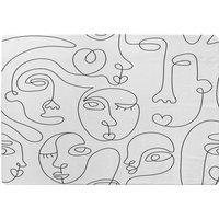 Line Drawing Of Faces Designer Rug - White / 200cm by The Range ...