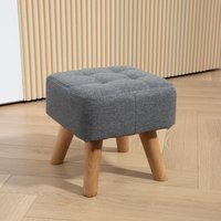 HOMCOM Tufted Fabric Foot Stool with Rubber Wood Legs - Grey by The ...