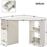 Triangle Corner Desk with Drawers - White by The Range | ufurnish.com