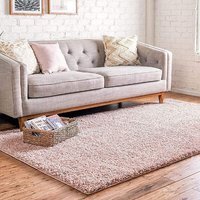 Abaseen Rose Shaggy Rug Rectangular Soft Touch Thick Pile - Rose ...