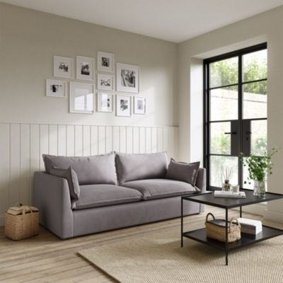Southwold Large Velvet Sofa, Silver Grey Velvet, 3 Seater by The White ...