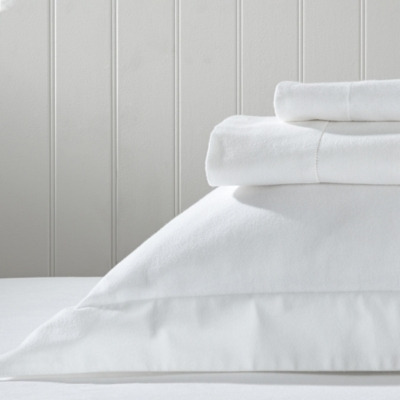 Luxurious Velvet Touch Brushed Cotton Flat Sheet - White by The White Company | ufurnish.com