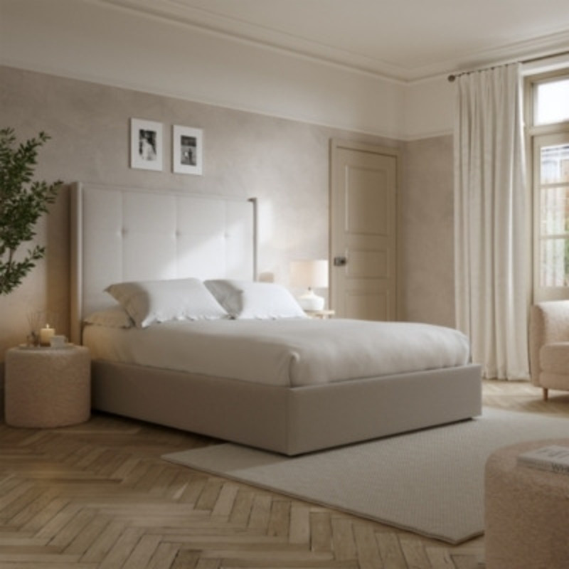 Chalcot Cotton Bed - Stone Double | Buy Online by The White Company ...