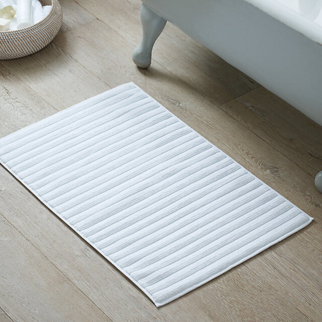The White Company Medium Rib Hydrocotton Bath Mat, White, Size: Medium ...
