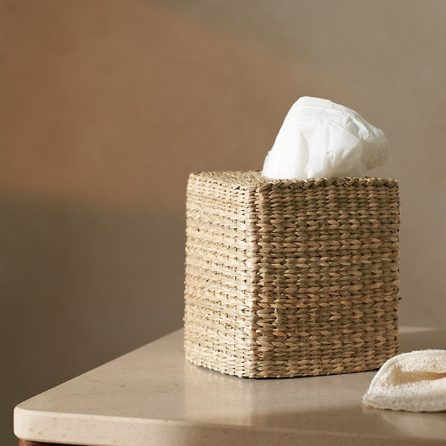 The White Company Seagrass Tissue Box Cover, Natural, Size: One Size by ...
