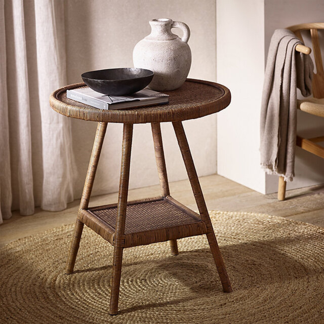 The White Company Cartmel Rattan Table - Large, Natural, Size: One Size ...