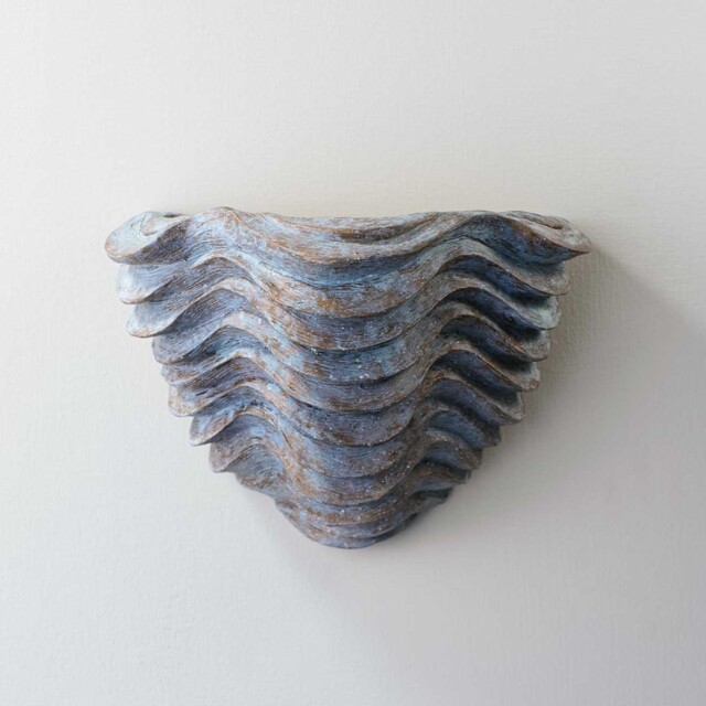 Porta Romana - Clam Shell Wall Light Small - Blue Verdigris with Etched ...