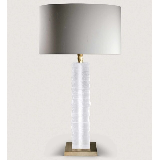 Porta Romana I Crystal Strata Column Lamp - Clear With Antiqued Brass ...