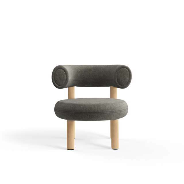 Tom Dixon - Fat Natural Wood Lounge Chair - Grey (Kvadrat Melange Nap ...