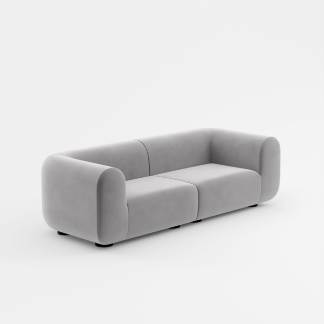 Tom Dixon - Plump 3-Seater Wide Modular Sofa - Configuration 3 - Silver ...