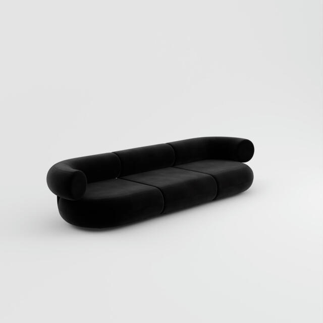 Tom Dixon - Fat 3-Seater Modular Sofa - Configuration 2 - Black (Kvadrat Gentle 0193) by Tom ...