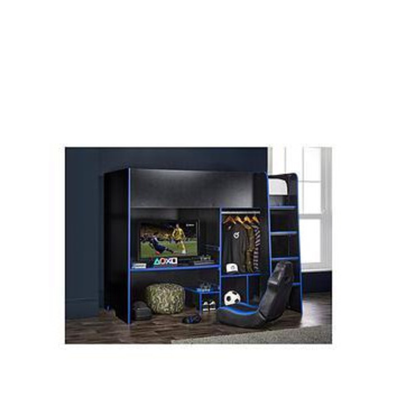 Lloyd Pascal Black Gaming Bed Highsleeper With Adjustable Desk-top ...