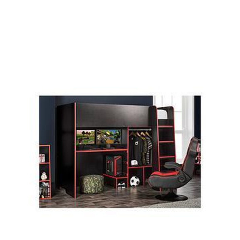 Lloyd Pascal Black Gaming Bed Highsleeper With Adjustable Desk-top ...