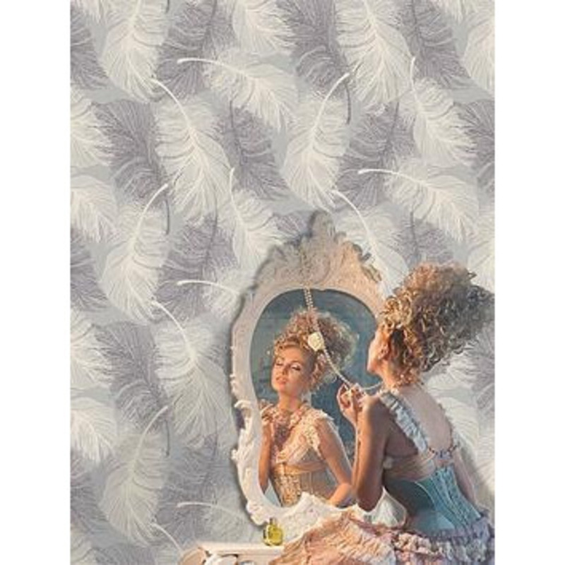 Coloroll Feathers Dappled Grey Glitter Wallpaper by Very | ufurnish.com