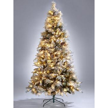 Very Home 7Ft Denver Flocked Pre-Lit Christmas Tree With Pinecones by ...