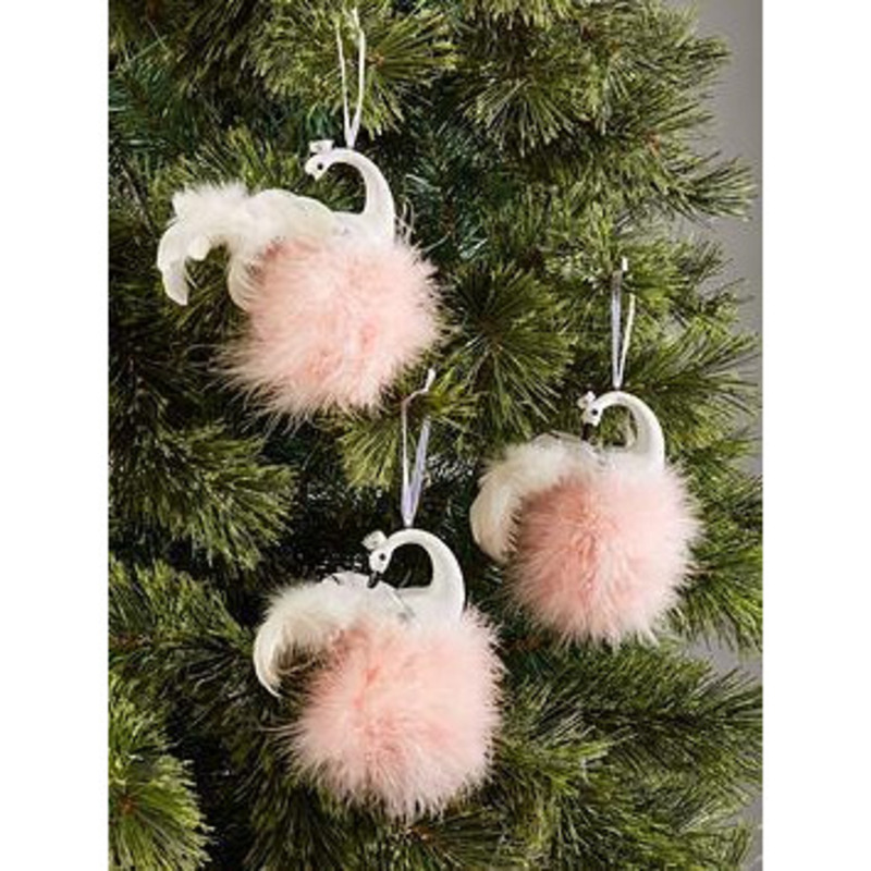 Set Of 3 Swan Christmas Tree Decorations by Very | ufurnish.com