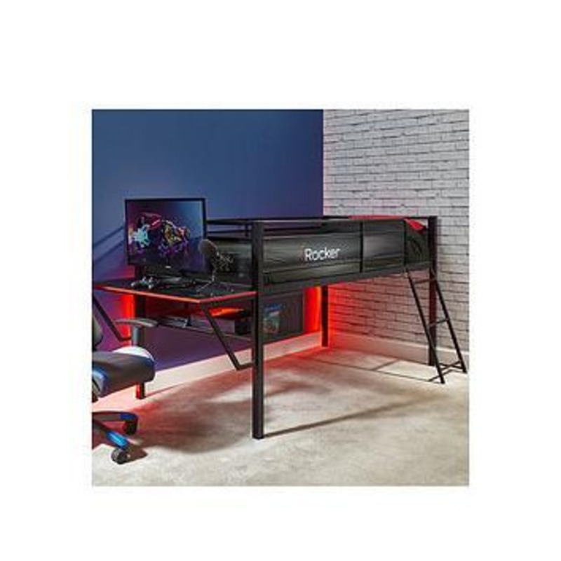 X Rocker Sanctum Mid Sleeper Bed and Desk Gaming Combo, Black by Very ...