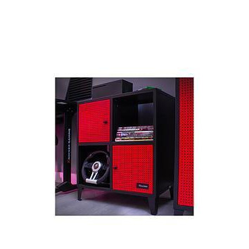 X Rocker MESH-TEK Square Display cabinet with 4 cube storage, Black/Red ...