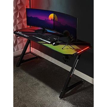 X Rocker Jaguar Grey Esports Gaming Desk With Led Edge Lighting by Very ...