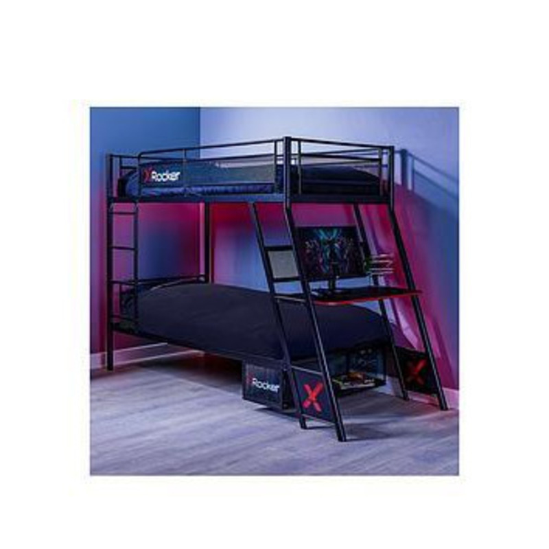 X Rocker Armada Dual Bunk Bed With Gaming Desk, Black by Very ...