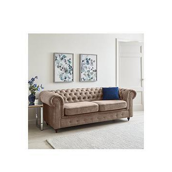Very Home Laura Chesterfield Fabric 3 Seater Sofa - Natural - Fsc&Reg ...