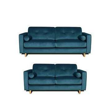 Heaton Fabric 3 Seater + 2 Seater Sofa Set - Navy (Buy And Save!) by ...