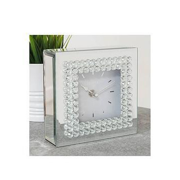 Hestia Mirror Glass Mantel Clock With Crystal Border by Very | ufurnish.com