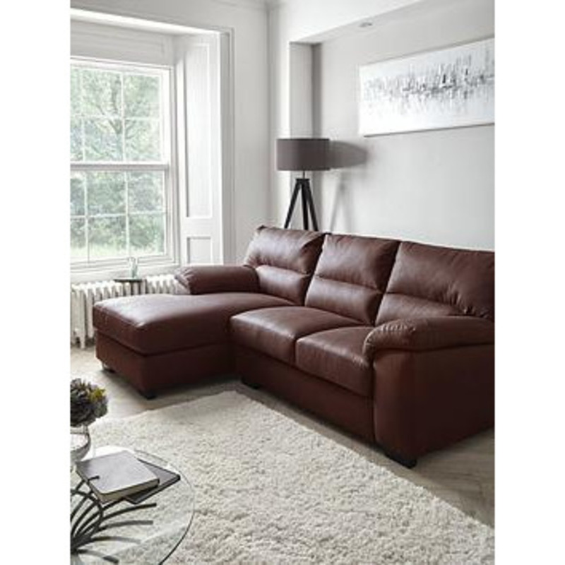 Very Home Danielle Faux Leather Left Hand Chaise Sofa - Chocolate by ...