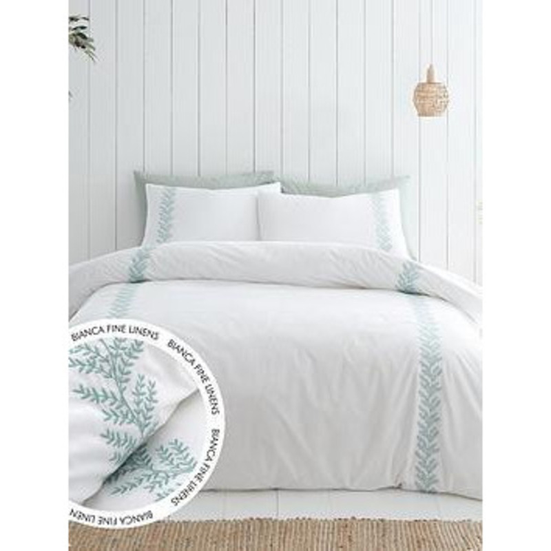 Bianca Embroidery Leaf 100% Cotton Duvet Cover Set by Very | ufurnish.com