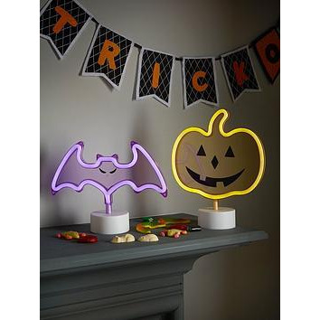 Set Of 2 Pumpkin And Bat Halloween Neon Lights by Very | ufurnish.com