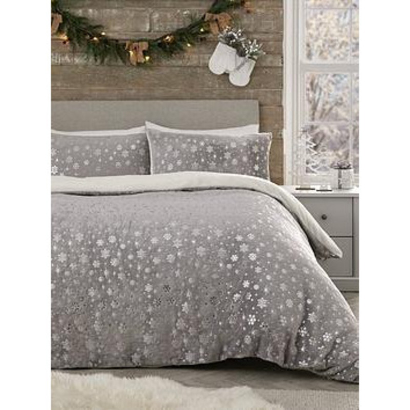 Very Home Sparkle Snowflake Fleece Duvet Cover Set by Very | ufurnish.com