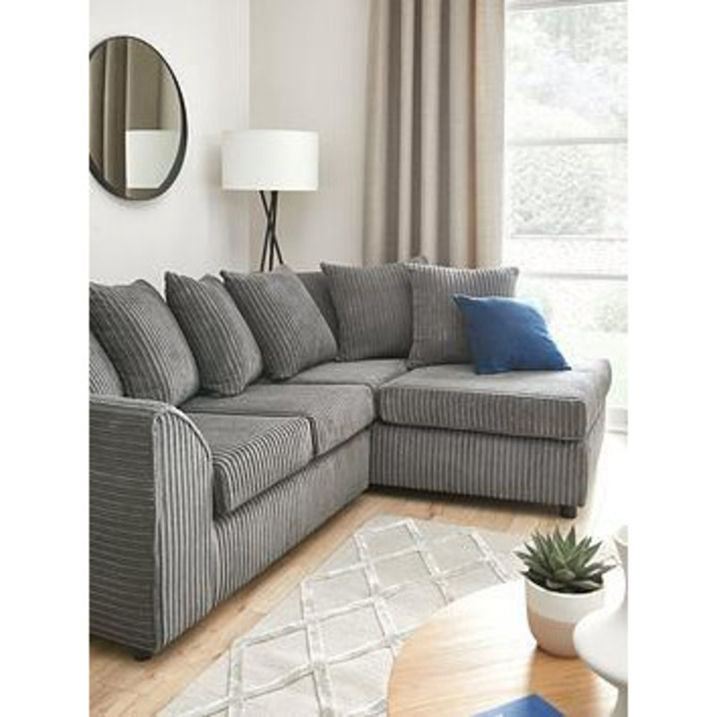Very Home Leon Jumbo Cord Right Hand Corner Chaise Sofa - Grey by Very ...