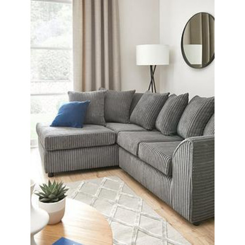 Very Home Leon Jumbo Cord Left Hand Corner Chaise Sofa - Grey by Very ...