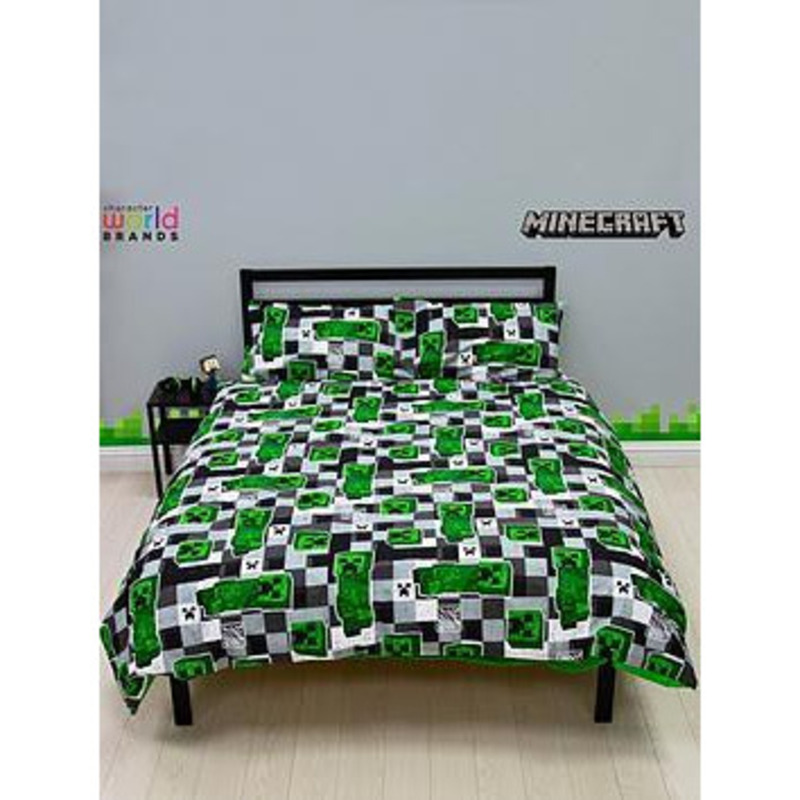 Minecraft Minecraft Block Check Double Panel Duvet Set, Multi by Very ...