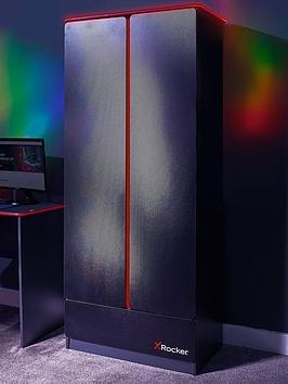 X Rocker Carbon Tek 2 Door Wardrobe With Drawer And Neo Fibre Led ...