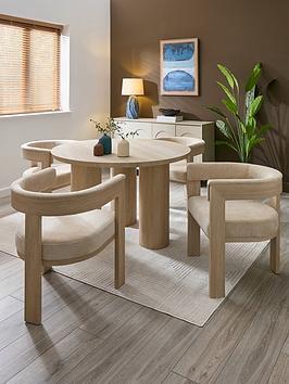 The Very Collection Arley 120 Cm Round Dining Table + 4 Arley Chairs by ...