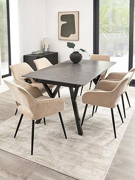 Very Home Corbin 160-200 Cm Extending Dining Table + 6 Sheldon Natural ...