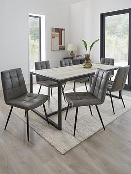 Very Home Harlem Grey Oak Dining Table + 6 Harlem Grey Dining Chairs ...