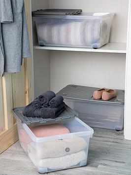 Wham Set Of 3 45L Wheeled Boxes With Folding Lid - 45 Litre by Very ...